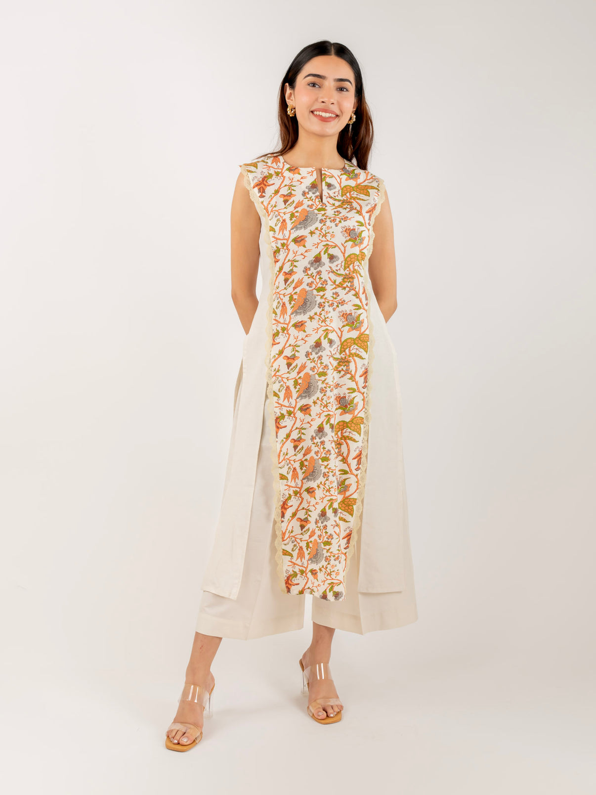 MONOMEE MRIDULA FLORAL PRINTED LACE COTTON SUIT SET – monomeeapparel