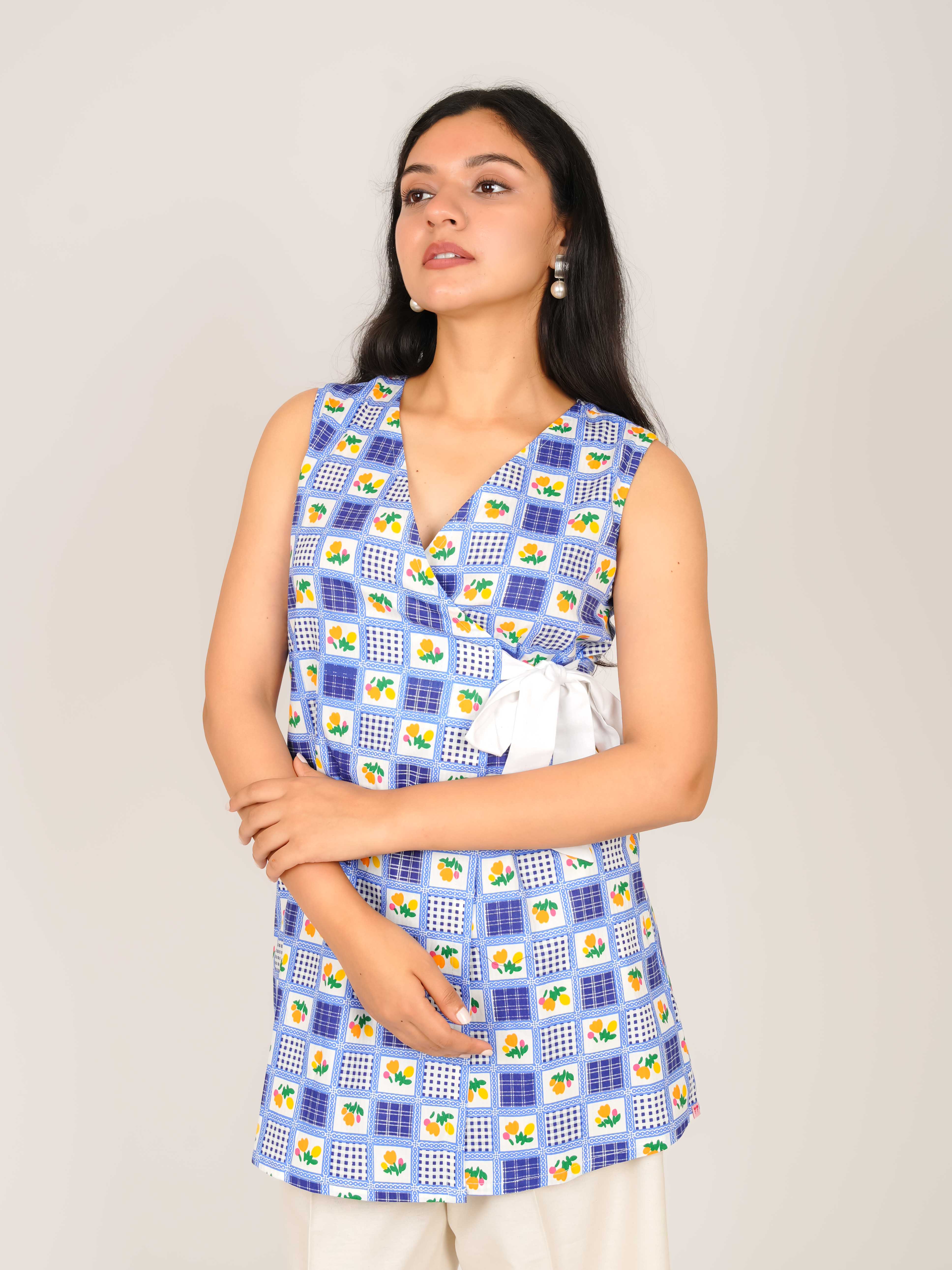MONOMEE PETRA GINGHAM WRAP TOP – monomeeapparel